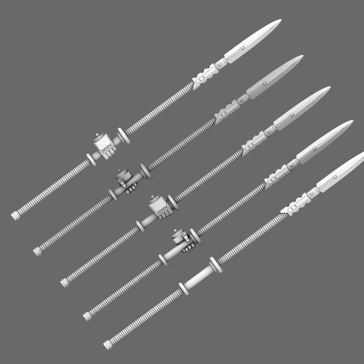 3D Printable Cyber Samurai Yari Spears RIGHT by BW Terrain & Forge